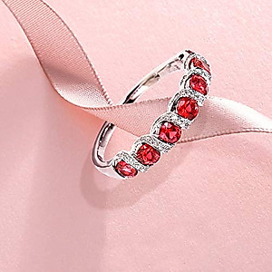 KnBoB Women Twisted Vine Round Shape 0.9ct Ruby Ring 18K White Gold Promise Wedding Engagement Bridal Anniversary Ring Size 10.5