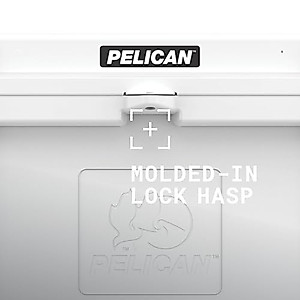 Pelican 95QT Elite Cooler (White) | 72 Can Capacity with Ice | 10+ Day Ice Retention | Rubberized Grip Handles | Guaranteed for Life
