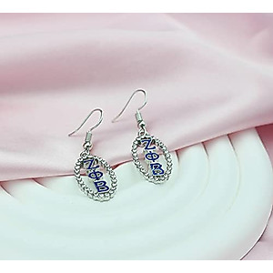 Rhinestone ZPB Earrings for Women Girls Sorority Paraphernalia Gift Greek ZPB Jewelry Sorority Earrings 1920 Finer Women Gift (ZPB Drop Earrings)