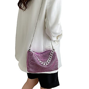 Bling Rhinestone Hobo Bag for Women Crystal Evening Handbag Underarm Bag Tote for Party Wedding