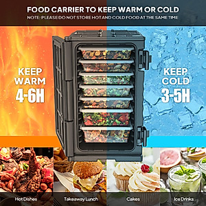 ROVSUN 109 QT Insulated Food Pan Carrier, Hot Box Food Warmer w/Wheels Double Buckles and Handles, Stackable Hot Boxes for Catering Restaurant Canteen Family Party