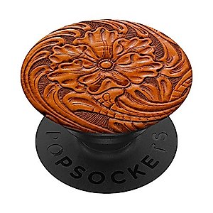 Flower Art Horse Saddle Orange Look Of Leather Artful Design PopSockets PopGrip: Swappable Grip for Phones & Tablets