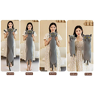 chilsoby Long Cat Plush Body Pillow, 43.3 inch Cartoon Stuffed Animals Cat Plushie, Soft Cat Plush Throw Pillow Cute Kitten Plush Doll Toy Gift for Kids Girls Girfriend