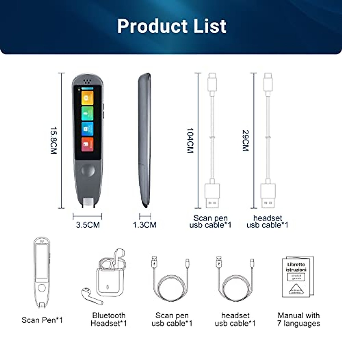 SUFUL Air Bluetooth Scanner Pen,Text to Speech Device for Dyslexia,Exam Reading Pen for Students,Voice Recognition, scanning Identification,Digital Reader Pen Voice Translator Device