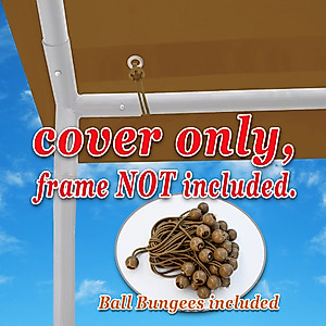 Strong Camel Outdoor Carport Conopy Cover 10x20 FT Replacement for Car Tent Top with Ball Bungees, TAN (Only Cover, Frame Not Included)