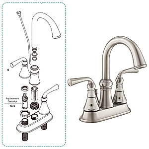 1224 1224B Faucet Cartridge Replacement Kit For Most Double Handle Moen Faucets and Tub/Showers Repair Kit,Replacement Compatible with Moen Two Handle Faucets,4 Pack