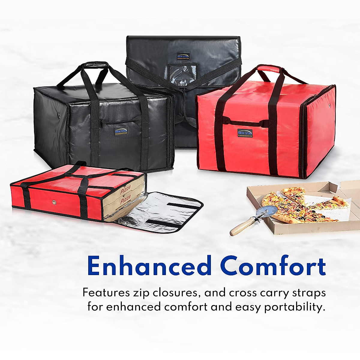 New Star Foodservice 51148 Insulated Pizza Delivery Bag, 20" by 19" by 13", Black