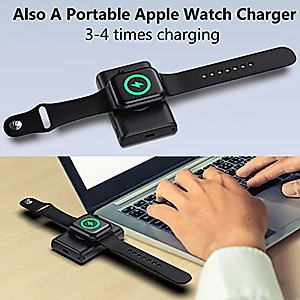 Mini Portable Apple Watch and Phone Charger, Compact & Lightweight, 3000mAh Wireless Magnetic Power Bank for iPhone 14/13/12/Apple Watch Ultra/Series 8 7 6 SE 5 4, Mag-Safe Battery Pack Travel Charger