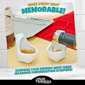 Fairly Odd Novelties Ceramic Urinal Shot Glasses, Set of 2, 1.5oz - Perfect Gag, White Elephant, Novelty Party Gift