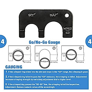 iCrimp Angle PEX Crimping Tools Combo Kits for 1/2" & 3/4" Pex Crimp Rings with Go/No-Go Gauge with PEX Pipe Cutter Suits for All US F1807 Standards Copper Rings