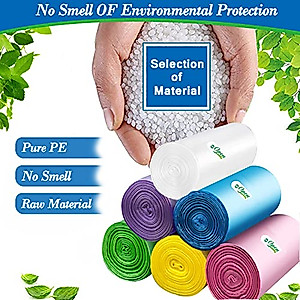 2.6 Gallon/350pcs Multicolr small Trash Bags Strong Garbage Bags, Bathroom mini Trash Can Bin Liners, Plastic Bags for home office, waste basket liner, fit 10 Liter,1,1.2,1.5,2,2.6,3Gal（Multicolr 350）