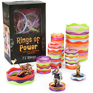 Rings of Power - Tabletop Condition Markers - RPG Board Game Accessories - Colorful Ring Set for HP, Effects, Damage, Spells, & Stats - for DND & More Strategy Games - 72 Pieces, Standard & Mini Size