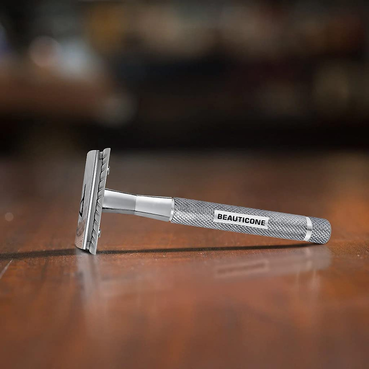 BEAUTICONE’s Safety Razor Men & Women│Men’s Shaving Razors│3-pc Double Edge Safety Razor│Closed Comb Razor with 5 blades (Chrome Plated Finish)