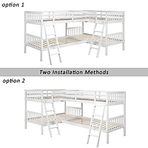 Merax L-Shaped Bunk Bed with Ladder,Twin Size
