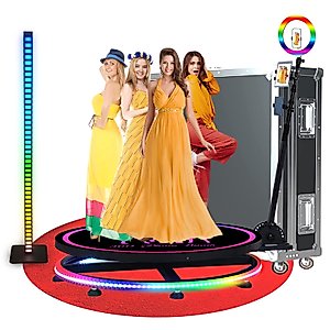 360 Photo Booth Machine for Parties,360 Camera Booth with Battery Pack,APP,Custom Magnetic Logo,etc Deluxe Suit,Control by APP or Remote (80cm/31.5"+ Flight Case)