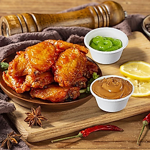 HNBun 500pcs 2oz Disposable Bagasse Fiber Souffle Cups, Natural Compostable Portion Cups Mini Food Sample Cups Tasting Cups for Condiment,Food Tasting,Medicine, White