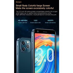 XS12 Pro Super Mini 4G LTE Smartphone 3.0-inch Display 3GB RAM 32GB/64GB ROM 8 Core Android 10.0 Dual SIM 2000mAh 13MP with Google Play Store Backup Small Mobile Phone (Black, 4GB+64GB)