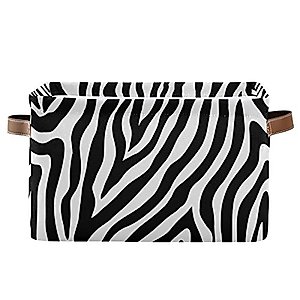 Abstract Animal Zebra Print Large Storage Basket Collapsible Storage Bin Organizer Cube Laundry Hamper for Clothes Bedroom Nursery Toys Shelf College Dorm