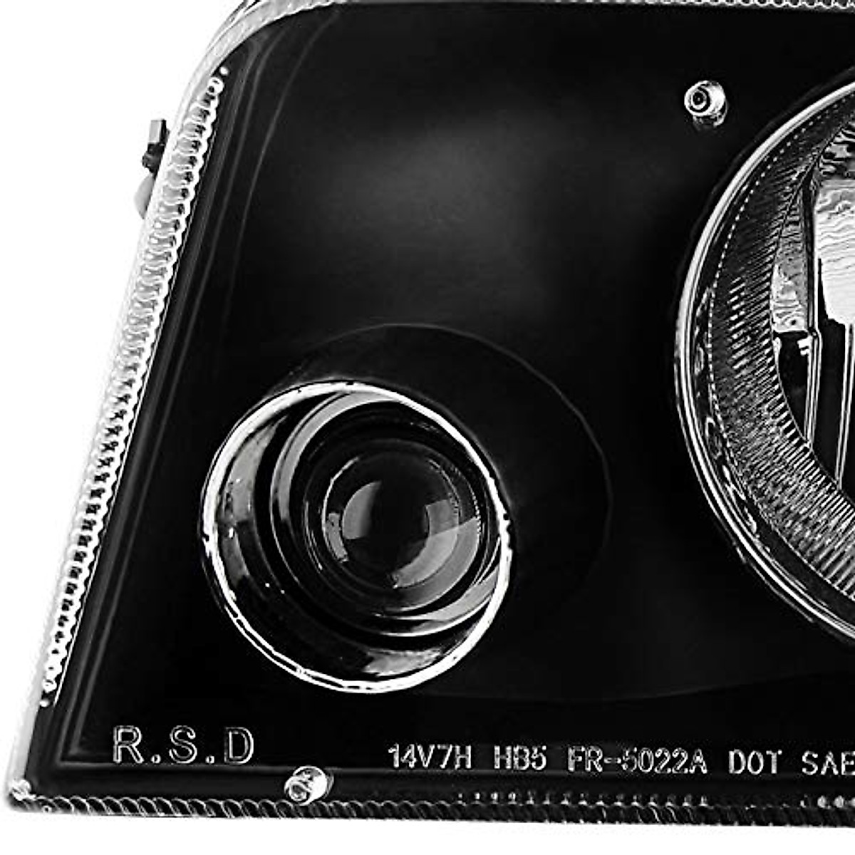 AKKON - For 1993-1997 Ford Ranger Pickup Truck Black Bezel Projector Headlights w/Corner Signal Light Lamps Replacement