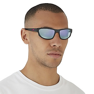 ARNETTE Unisex Sunglasses Matte Black Frame, Grey Mirror Violet Lenses, 56MM