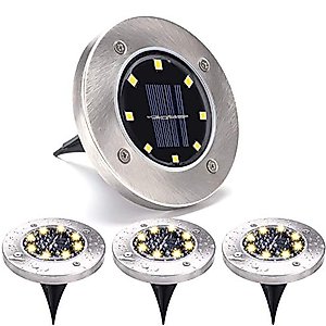 Solar Lights for Landscape Outdoor Garden, LEFYR 4 Pack 8 LED Solar Ground Lights Bright IP65 Waterproof Backyard Landscape Lighting Solar Powered Disk Natural Spotlight for Lawn Pathway Yard Driveway
