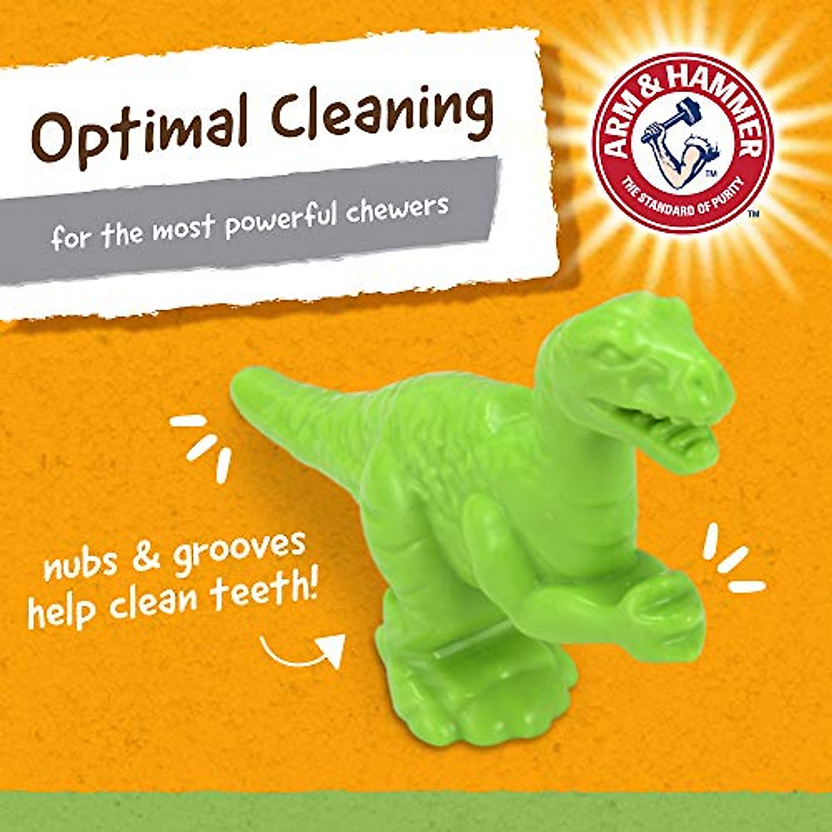Arm & Hammer for Pets Nubbies Dental Toys T-Rex Dental Chew Toy for Dogs Best Dog Chew Toy for Moderate Chewers Reduces Plaque & Tartar Buildup Without Brushing, Mint Flavor (Pack of 1)