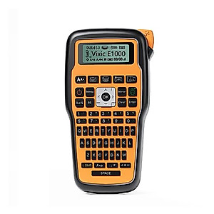 Vixic Portable Label Maker - E1000 Laminated Label Maker Machine with AC Adapter, Handheld Label Makers with QWERTY Keyboard,OneTouch Keys for Home Office Factory Industrial Labeling Jobs, Orange