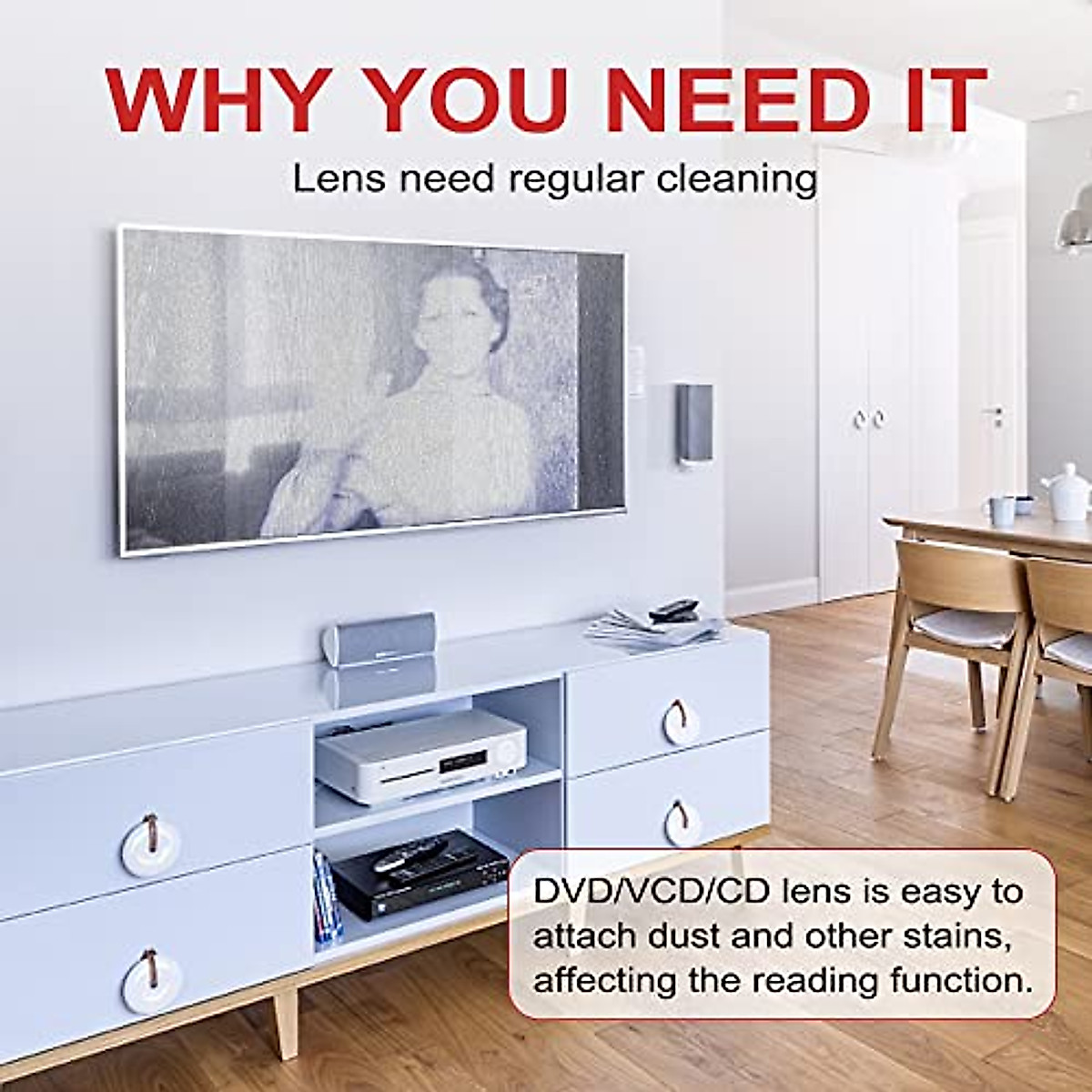 Nicer CD/VCD/DVD Player Cleaner Kit, Laser Lens Cleaning Disc with Double Brush Cleaning System, Set 2