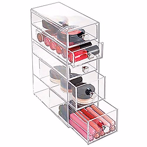 iDesign Clarity Plastic Cosmetic 5-Drawer Organizer, Jewelry Countertop Organization for Vanity, Bathroom, Bedroom, Desk, Office, 3.25" x 7" x 9.75", Clear