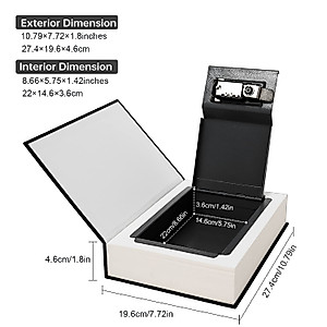 Leather Book Safe (Size 10.79"×7.72"×1.97") Real Paper Secret for Jewelry, Money and Cash, Diversion Book Safe,Hollow with Hidden, Combination Lock (L, Bible-Combination)