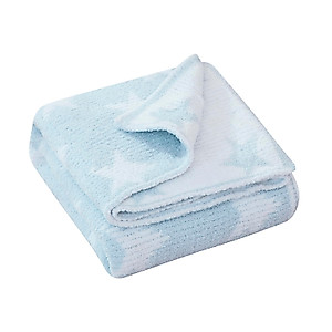 Little Grape Land Chenille Baby Blanket,Baby Blankets for Boys Gilrs Newborn,Soft Fuzzy Warm Swaddle Receiving Blanket Toddler Blanker for Crib Stroller Infant Nursery,40x30 Inches(Blue Stars)