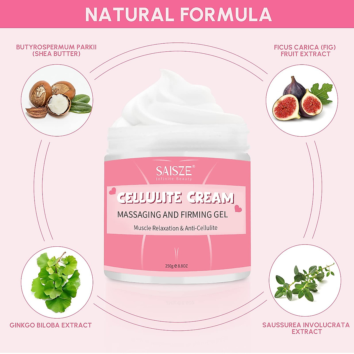 SAISZE Anti Cellulite Body Slimming Cream 8.8oz & Massager and Remover Brush Mitt (Slimming Cream + Massager)