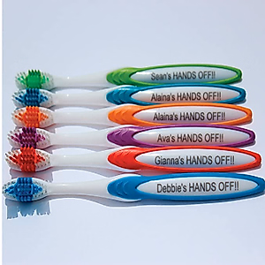 Personalized Gift Personalized TOOTHBRUSHES 4 Pack Manual Toothbrush Adults Your Choice of Color Any Name/Message Engraved