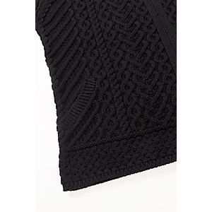 Aran Crafts Women's Cable Knit Comfortable Side Zip Hoodie (HD4916-MED-BLAC) Black