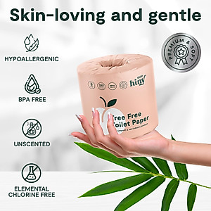 ecoHiny Premium & Soft Bamboo Toilet Paper | 12 Mega Rolls, 3 ply, 350 Sheets | FSC Certified, PFAS & BPA Free, Septic Safe | Tree Free & Plastic Free