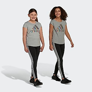 adidas Girls' Short Sleeve Scoop Neck Tee T-Shirt, Grey Heather, Large