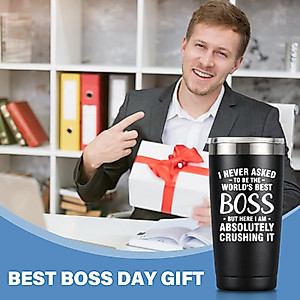 MASGALACC Boss Gifts for Men & Women - Cool World's Best Boss Day Gifts for Boss from Employees, Boss Appreciation Birthday Christmas Boss Tumbler 20oz, Black