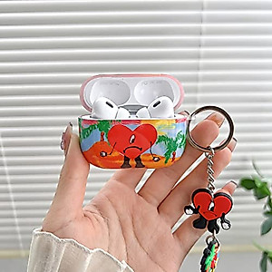 Liphontcta Cute Interesting Design Soft TPU Airpod Pro 2 Case，with Fashion Kawaii Lanyard Keychain，Suitable Man Women Girl 2022 Airpod Pro 2 Case,2019 Airpod Pro case. (Pro 2 Red)