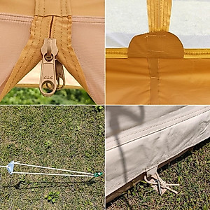 Dream House Outdoor Waterproof Cotton Canvas Family Camping Bell Tent (Beige Cotton Canvas Tent, Diameter 5 meter)