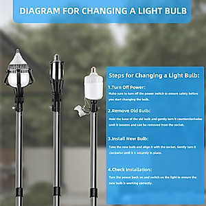 RAYKHO 12FT Extension Pole Light Bulb Changer with Baskets and Suction Cup,Light Bulb Changer for High Ceilings & Recessed Lights, Household Camping Bulb Removal Tool (Black)