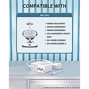 12V 3A for Mamaroo Replacement Power Cord for 4moms mamaroo 2/4, for mamaroo 2015 Infant Seat, for Rockaroo Baby Swing(UL Listed)