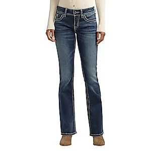 Silver Jeans Co. Women's Suki Mid Rise Curvy Fit Bootcut Jeans, Indigo, 29W x 30L