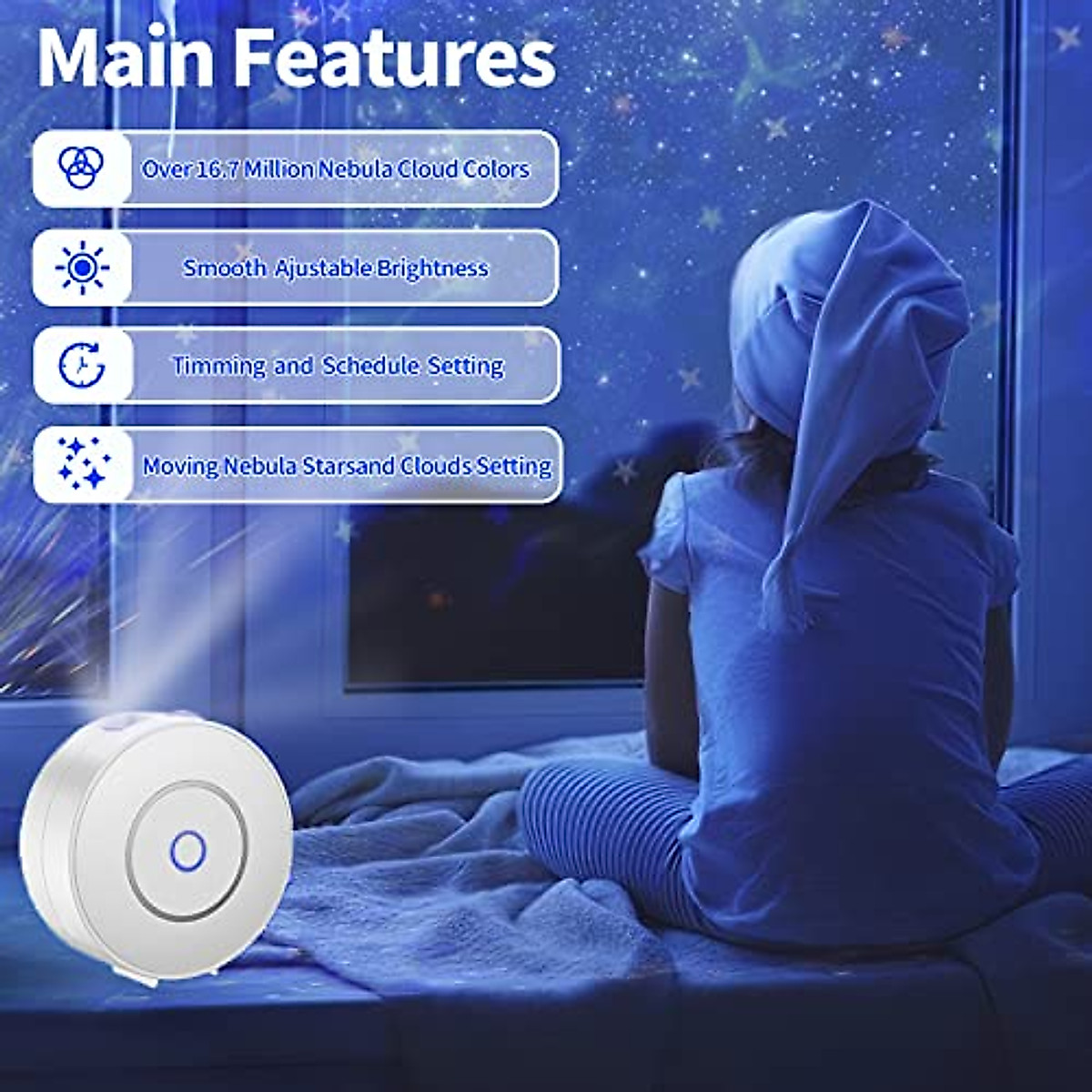 Smart Galaxy Projector with Nebula Cloud/Moving Ocean Wave, WiFi Star Projector for Room Decor, Home Theater Night Light Projector, Compatible with Alexa & Google Home
