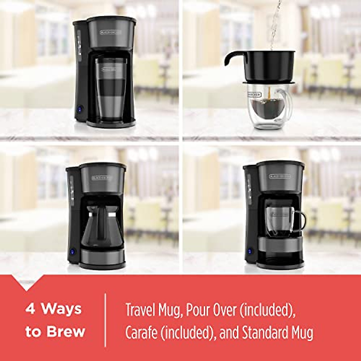 BLACK+DECKER™ 4-in-1 5-Cup* Coffee Station Coffeemaker, Black Stainless Steel