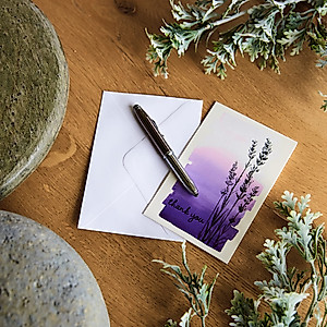 Festive Spice Flower Thank You Cards - Watercolor Designs - 48 Cards with Envelopes - Dandelion, Rose, Lavender, Forget Me Nots