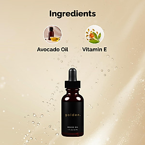 Golden Grooming Beard Oil & Balm Bundle for Men – Natural Growth Kit with Shea Butter – Tame, Moisturize & Style Your Beard - Beard Oil 1 Oz