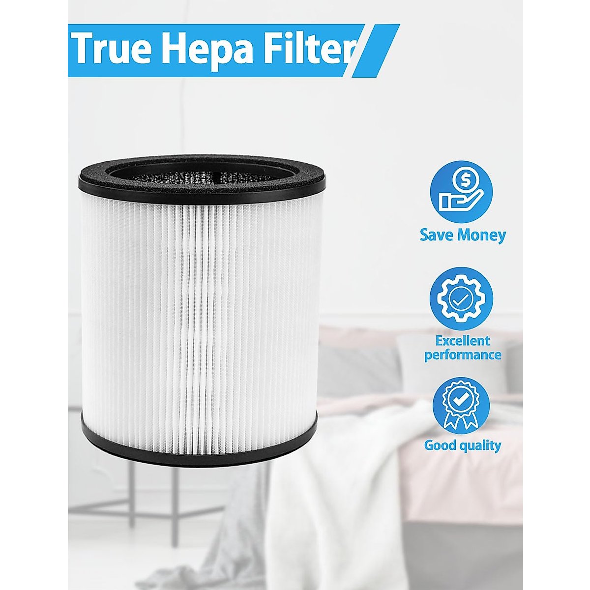 BBT BAMBOOST KJ80 Replacement Filter Compatible with Druiap KJ80 Air Purifier, 3-in-1 True HEPA and High-Efficiency Activated Carbon Filter, Compare to Part #AF3080, 2 Pack