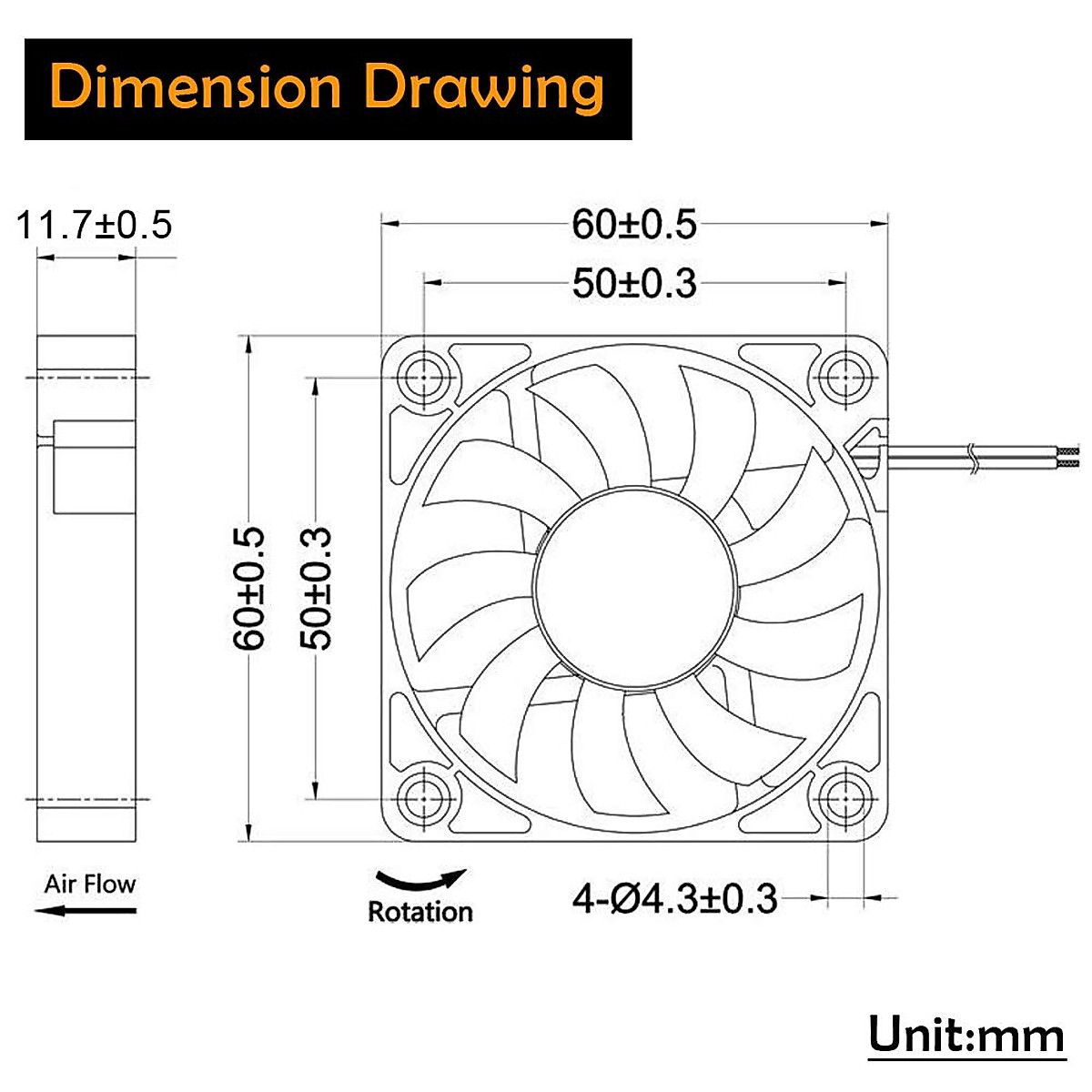 GDSTIME 24V 60mm Fan 60x60x10mm Dc Brushless Computer Case Fan 2Pin