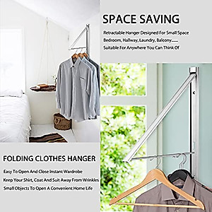 kuaguan Laundry Racks for Drying Clothes Drying Rack,Folding Drying Rack, Wall Mounted Clothes Hanger Rack Drying Rack Clothing Folding Indoor and Outdoor (Silver)