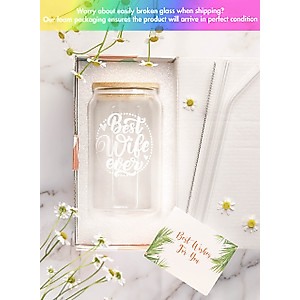 NewEleven Gifts For Wife From Husband - Romantic Anniversary Wedding Gifts For Wife, Her From Husband - Best Presents Idea For Wife, Women - 16 Oz Coffee Glass